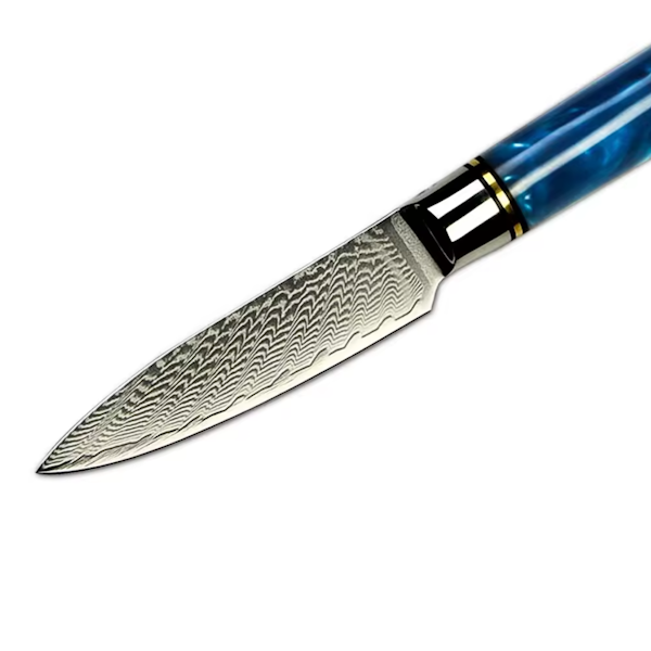 8 Piece Damascus Steel with Blue Resin Handle Kitchen Knife Set – Steel ...